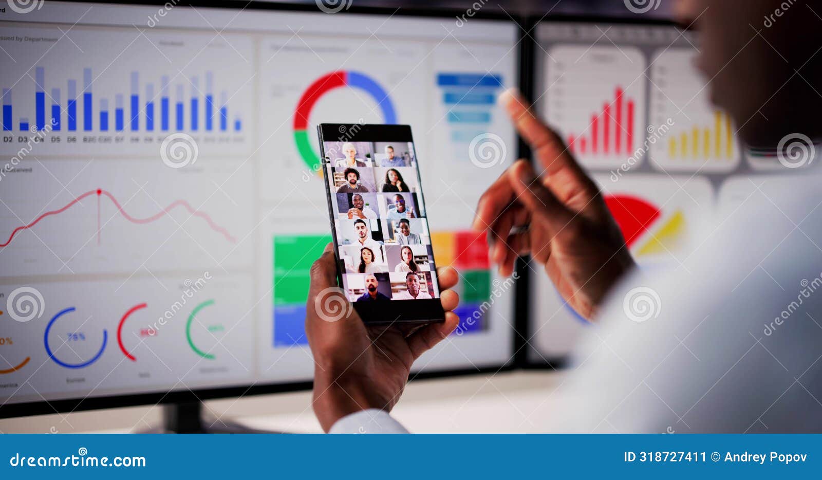 Remote Conference Webinar and KPI Dashboard Chart Stock Image - Image ...