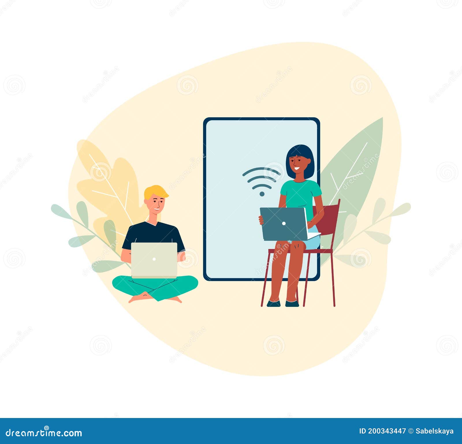 Remote Connected Devices with Wi-fi Technology, Flat Cartoon Vector ...