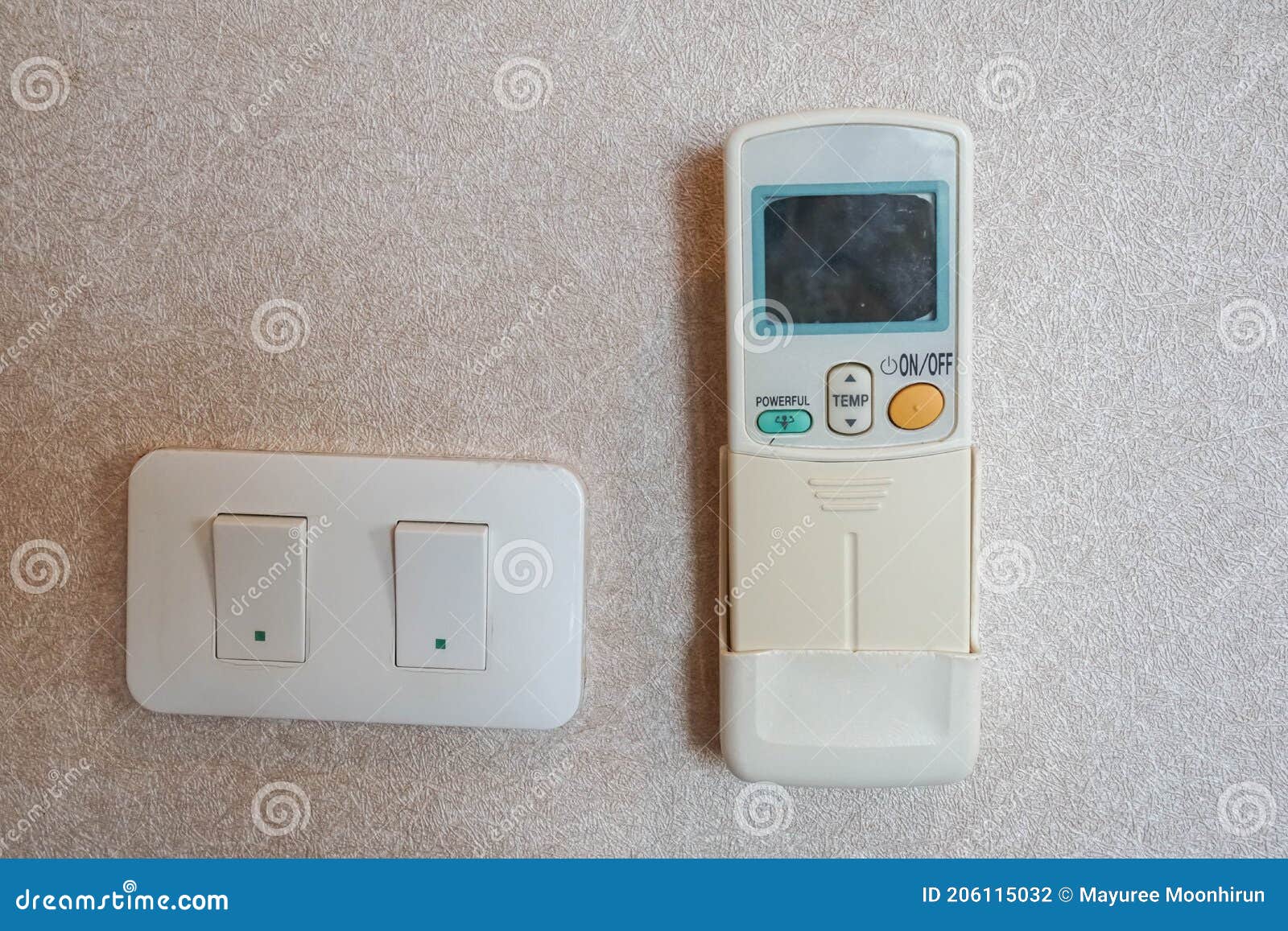 Remote Control of Air Conditioner and Light Switch on the Bedroom Wall ...