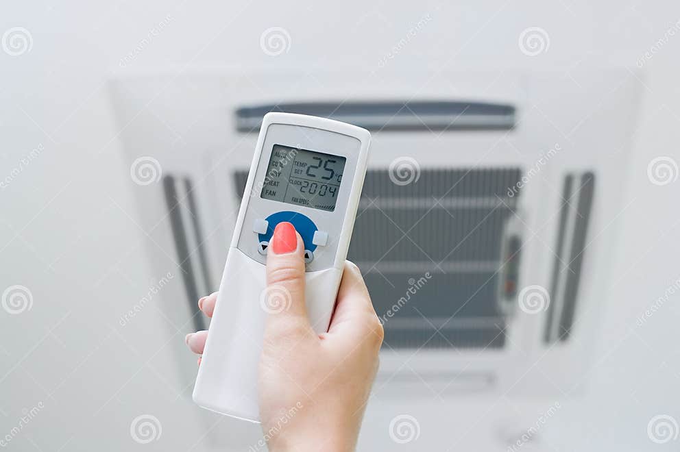 Remote Control and Air Conditioning Stock Photo - Image of office ...