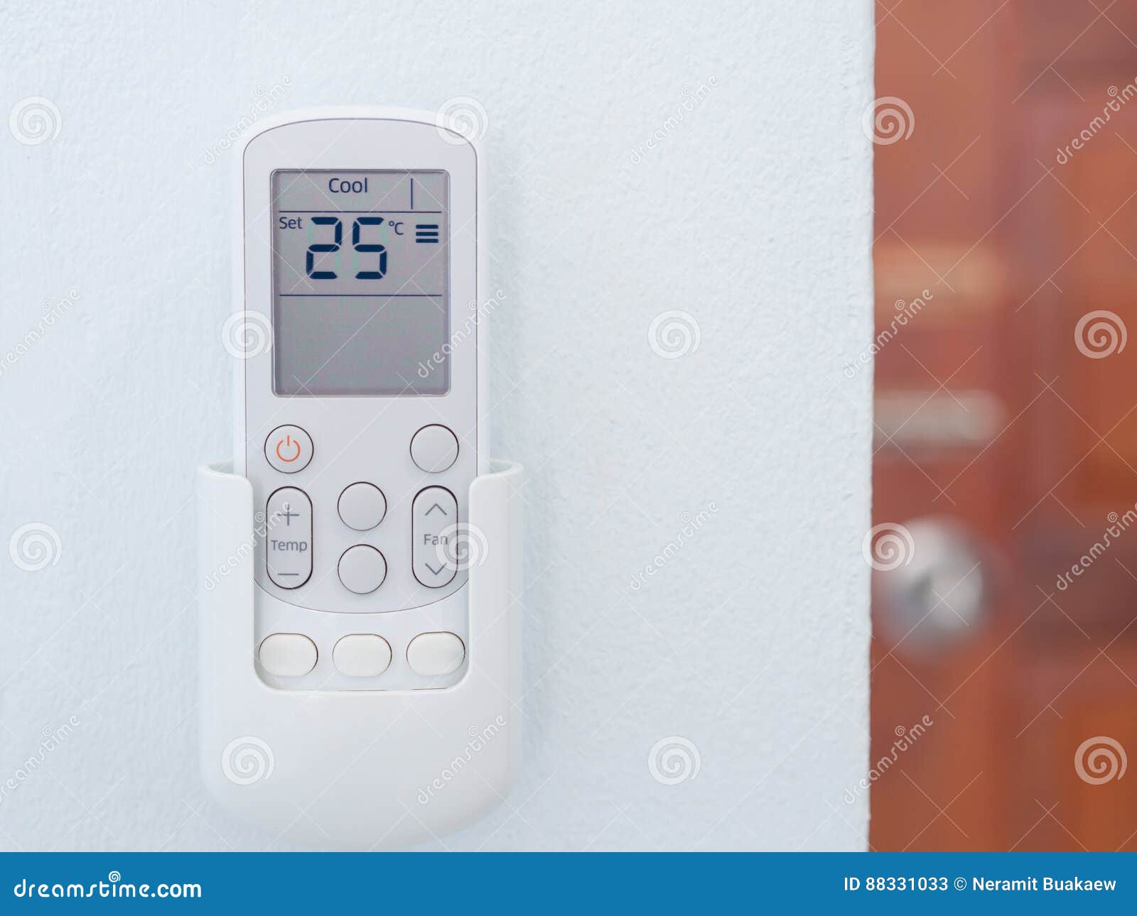 Remote Control of Air Conditioning on Cement Wall. Stock Image - Image ...