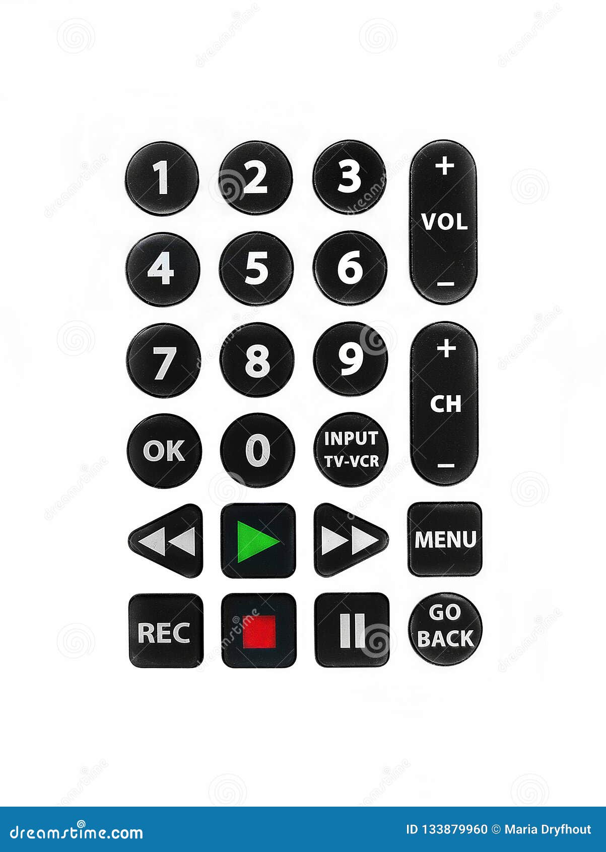 Remote Control with Black Button Stock Photo - Image of white ...