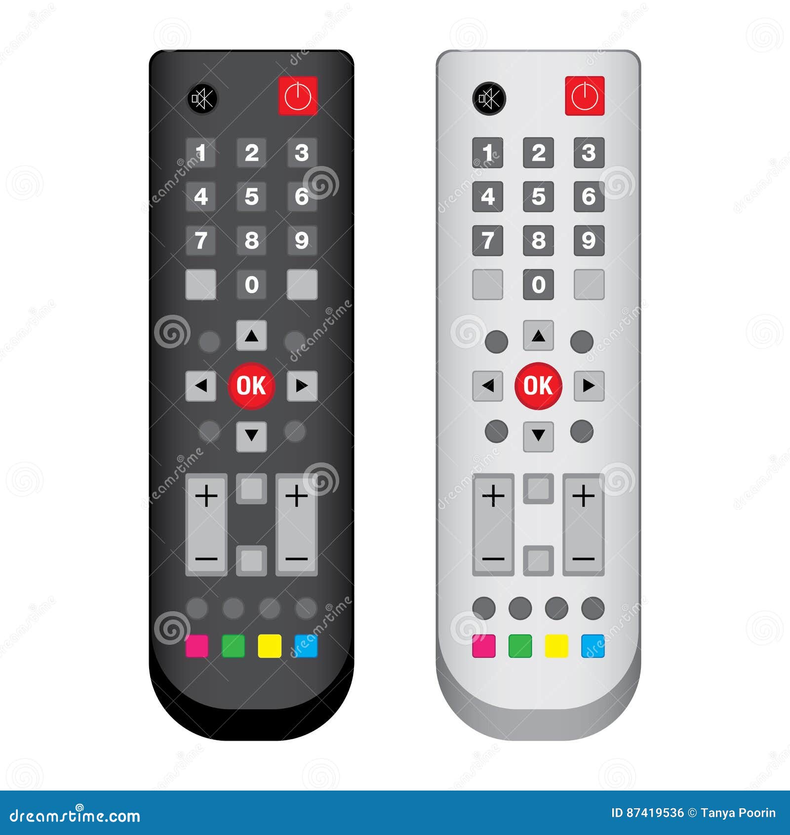 Remote Control Black and White Isolated on White Background. Stock ...