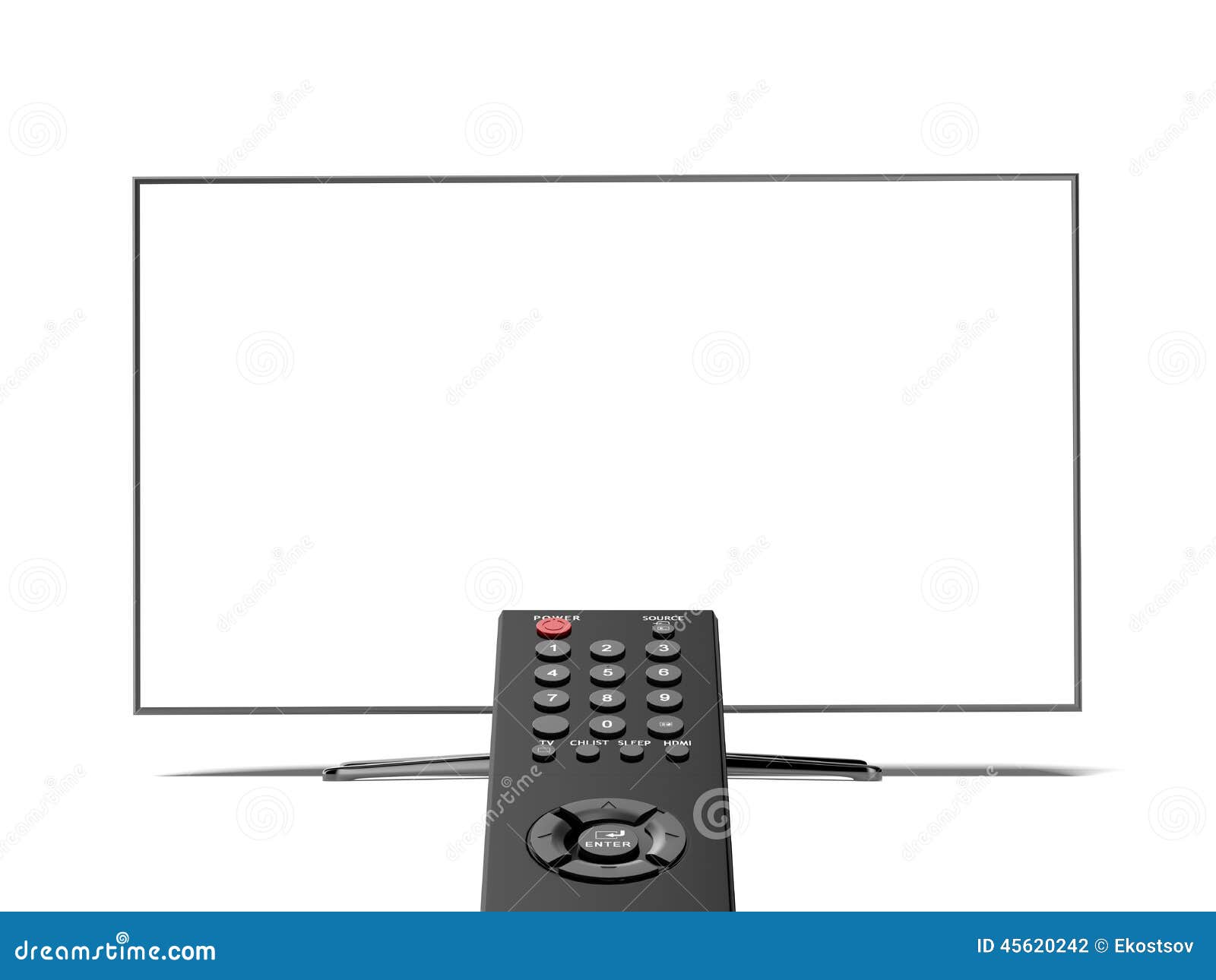 Remote Control and the Blank TV Screen Stock Photo - Image of aiming ...
