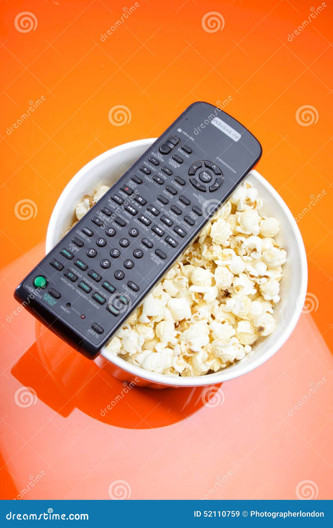 Remote Control and Bowl with Pop Corn Stock Illustration - Illustration ...