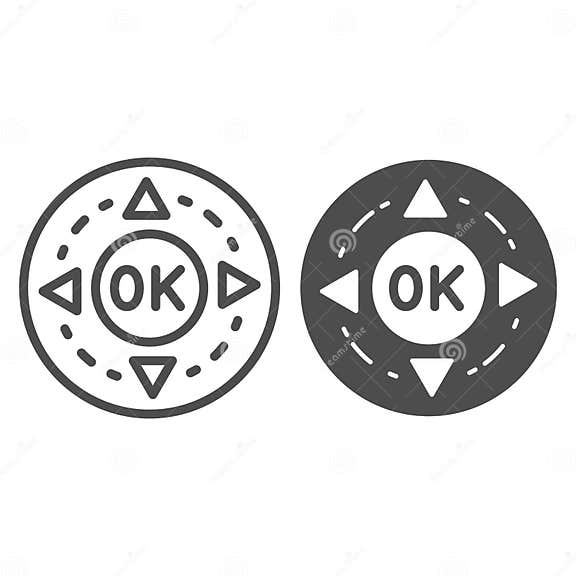 Remote Control Buttons Line and Solid Icon, Monitors and TV Concept, Ok ...