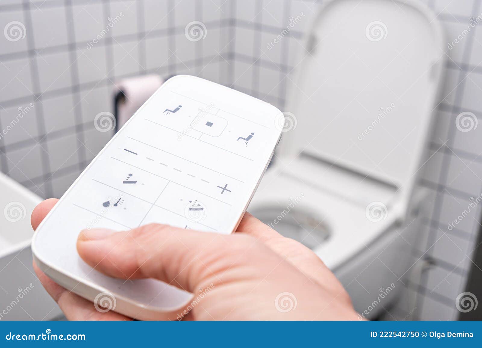 Remote Control with Buttons of the Smart Toilet Bowl. High Technology ...