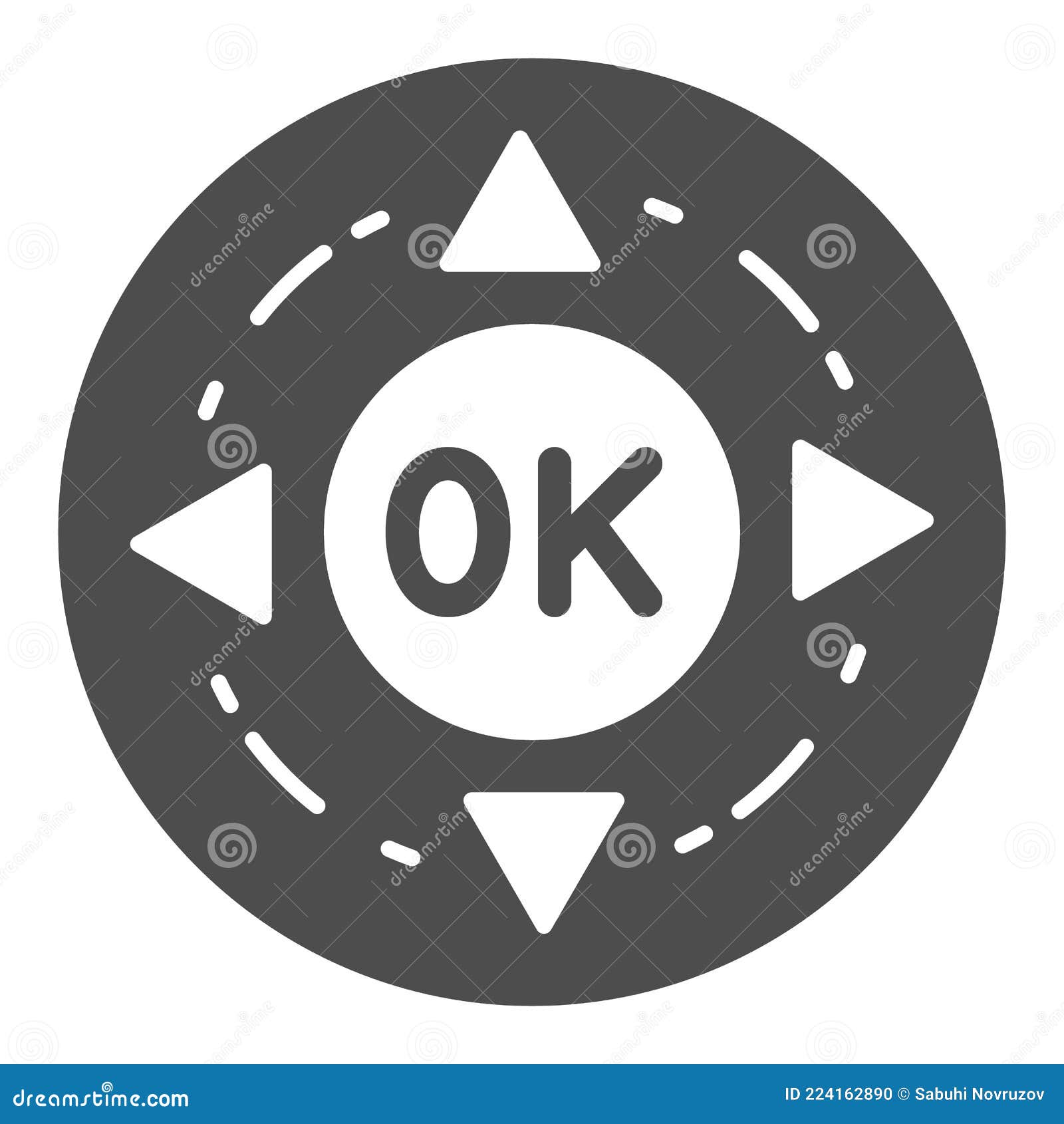 Remote Control Buttons Solid Icon, Monitors and TV Concept, Ok and ...