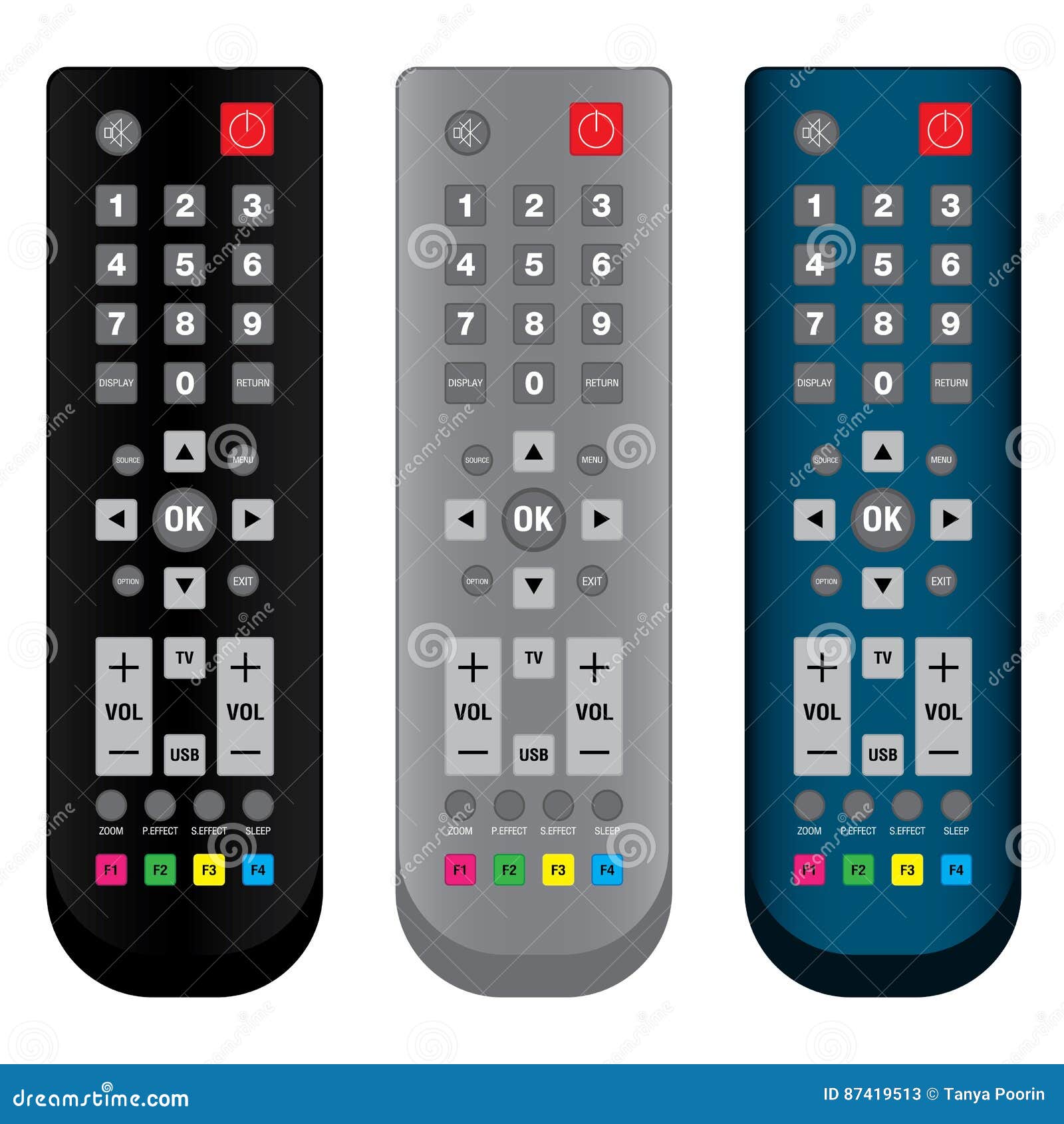 Remote Control in Colorful Isolated on White Background. Stock Vector ...