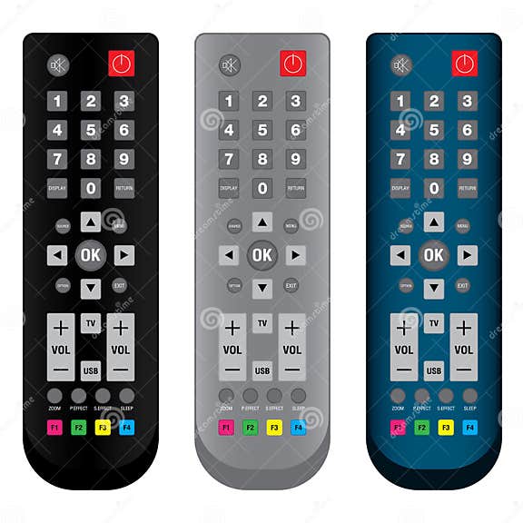Remote Control in Colorful Isolated on White Background. Stock Vector ...