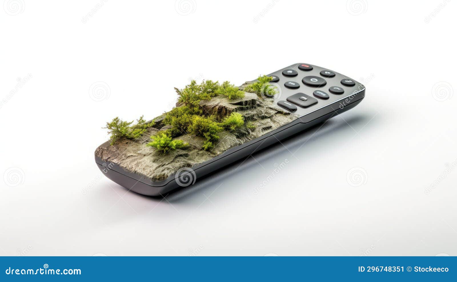 Minimalistic Remote Control with Green Trees in Kim Keever Style Stock ...