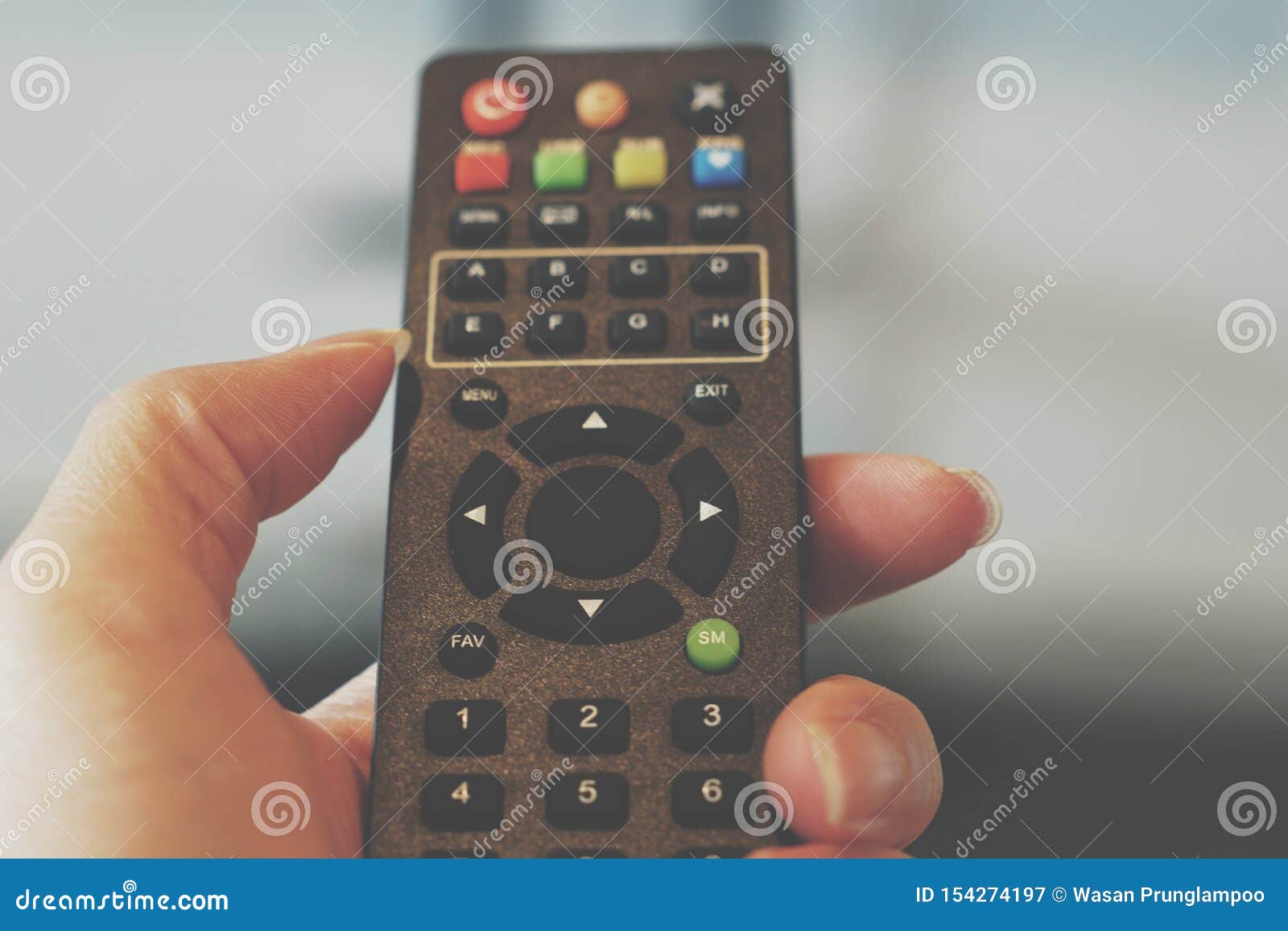 Remote Control in the Hand with Empty Middle Button Stock Image - Image ...