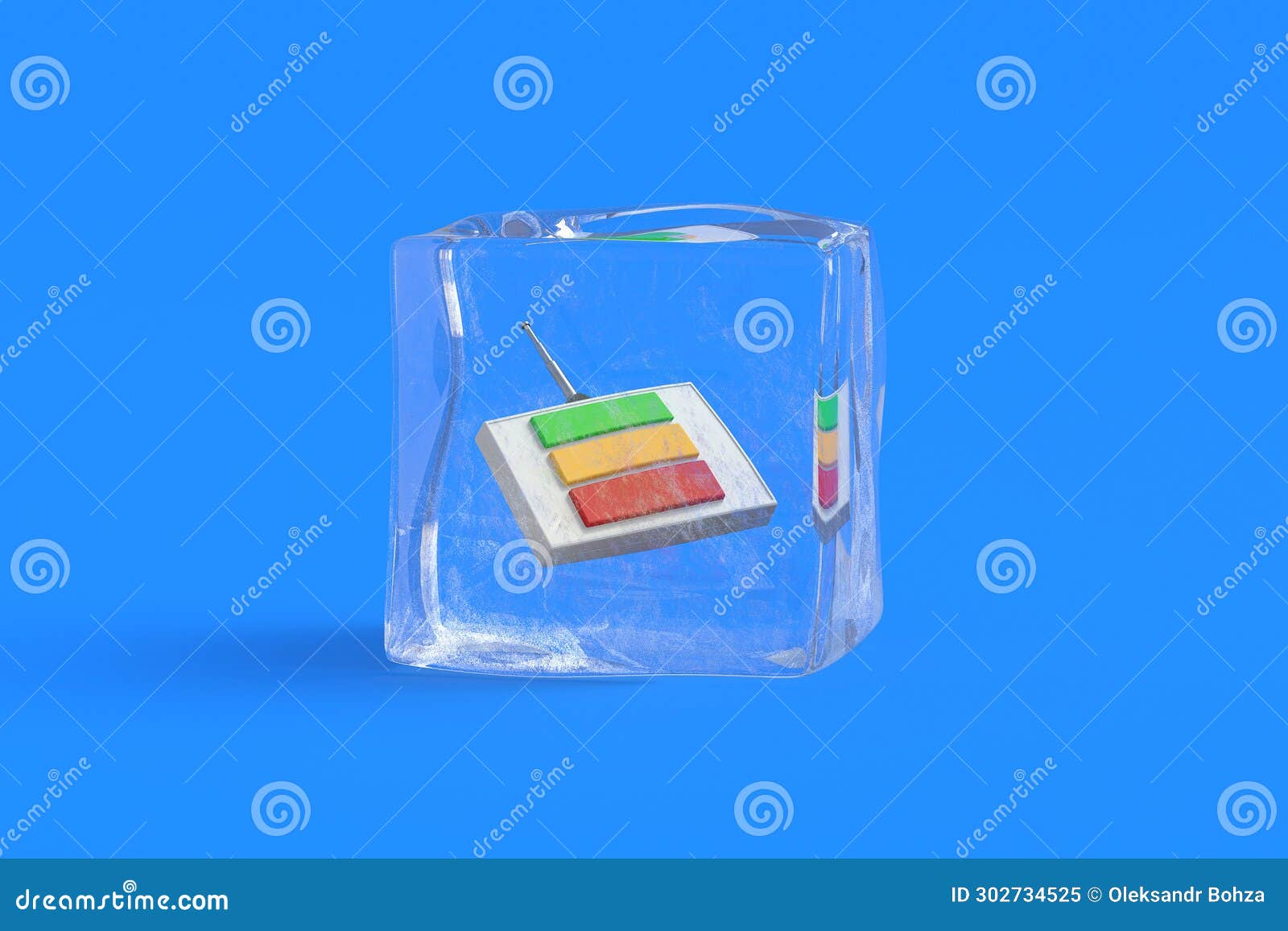 Remote Control in Ice Cube. Stock Illustration - Illustration of ...