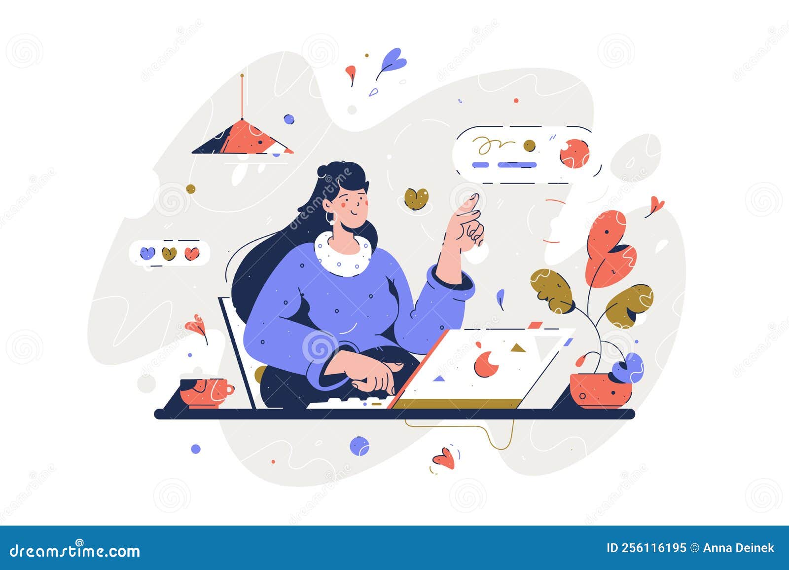 Remote Control Modern Technology Girl Office, Work Place Stock Vector ...