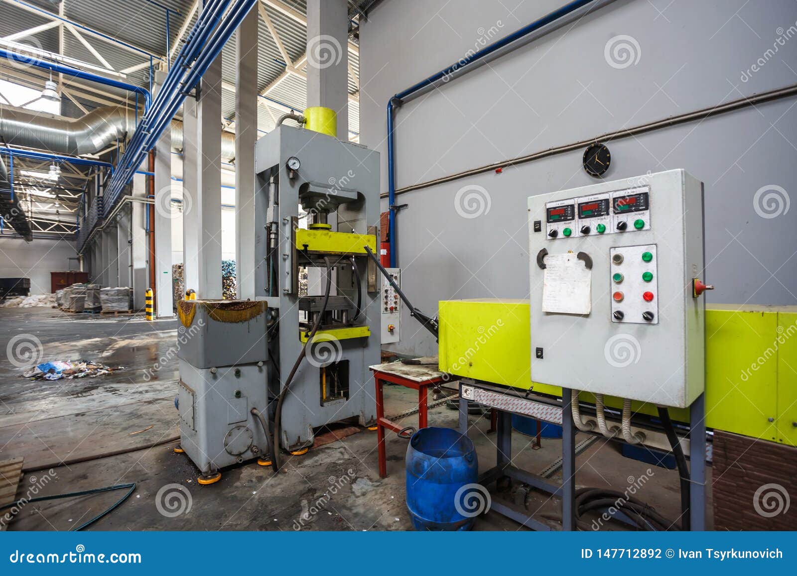 Remote Control Panel of Garbage Sorting Conveyor on Modern Waste ...