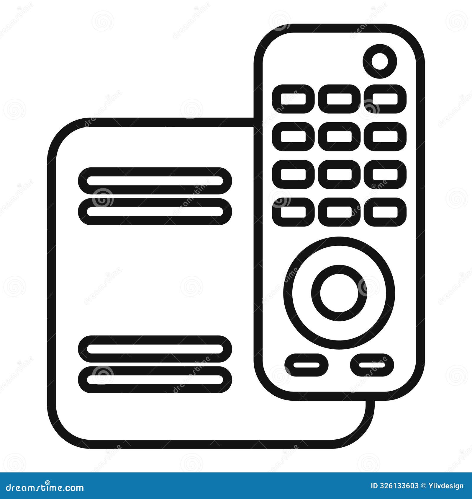 Remote Control Pointing at Digital Receiver Outline Icon Stock Vector ...