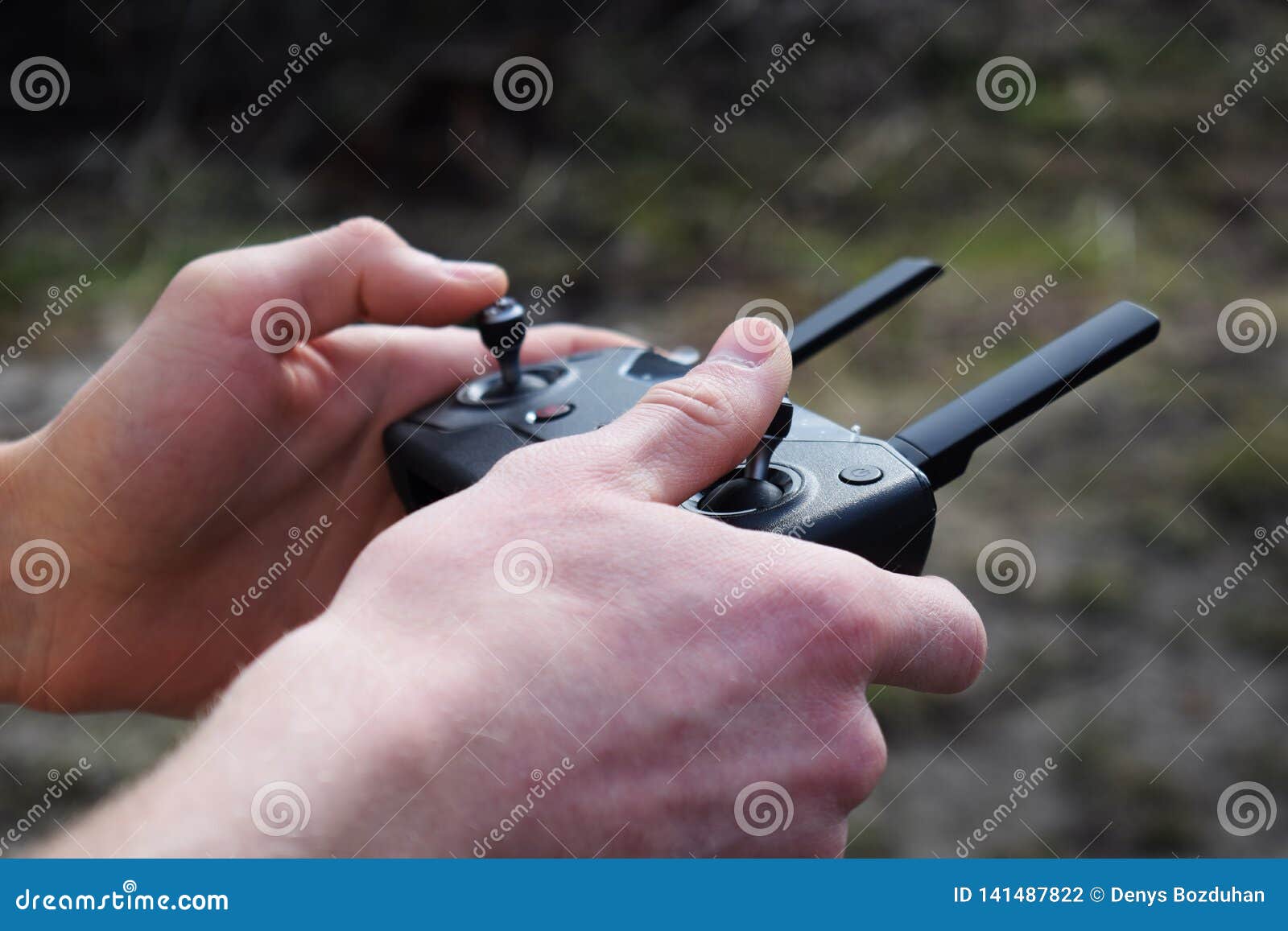 Remote Control for Quadrocopter, Close-up. Transmitter for Controlling ...