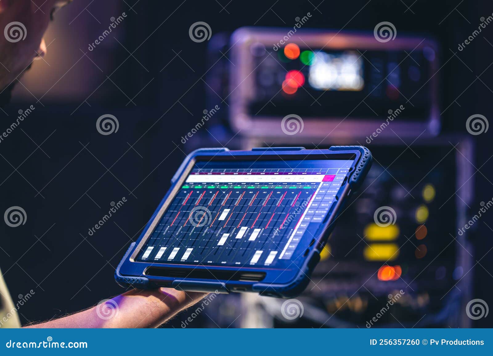 Remote Control and Sound Settings from the Tablet. Stock Photo - Image ...