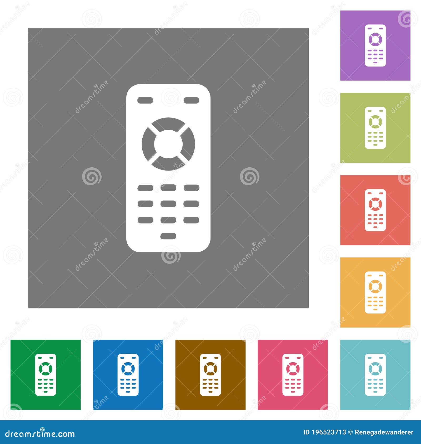 Remote Control Square Flat Icons Stock Vector - Illustration of ...
