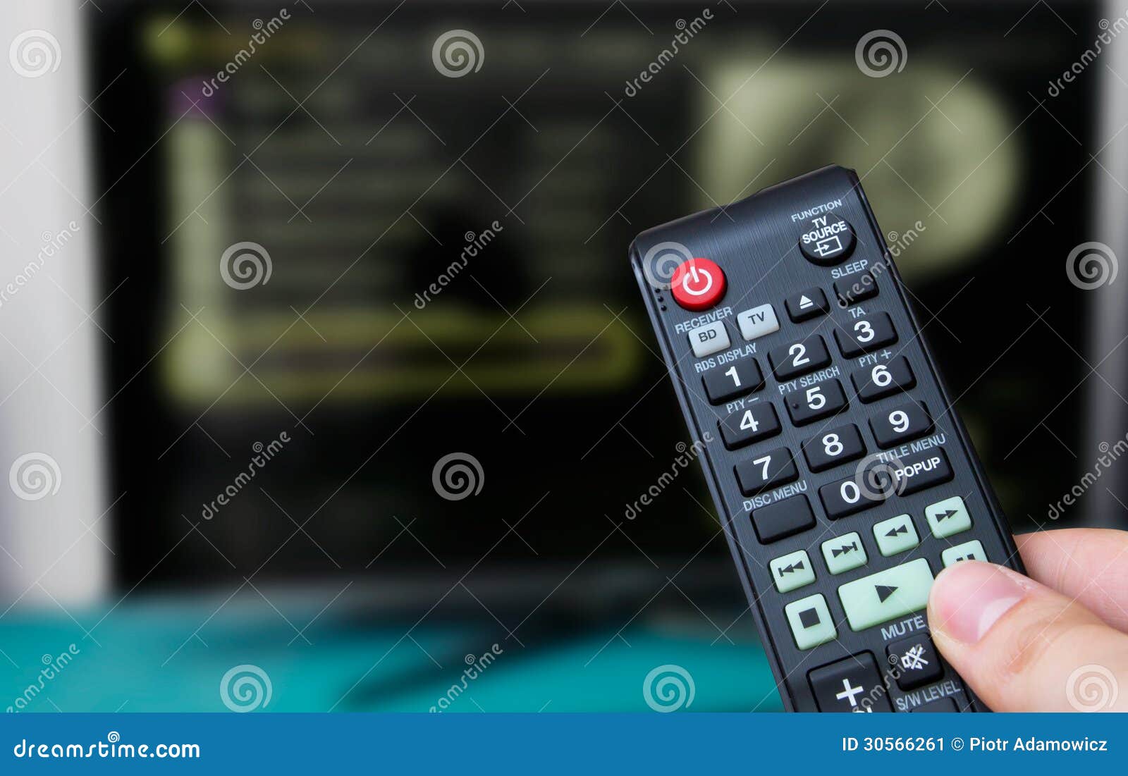 Remote Control, TV in Background Stock Image - Image of hand, control ...