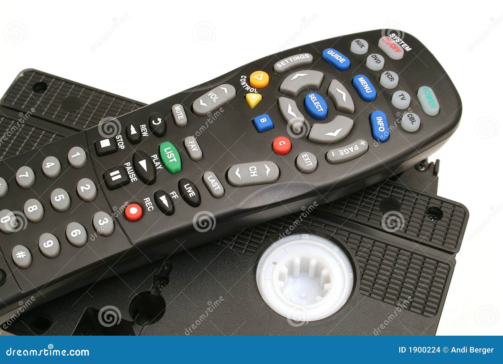 Remote Control with Vhs Tapes Upclose Stock Photo - Image of watch ...