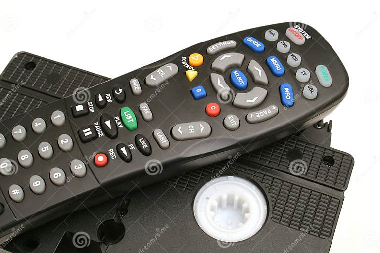 Remote Control with Vhs Tapes Upclose Stock Photo - Image of watch ...