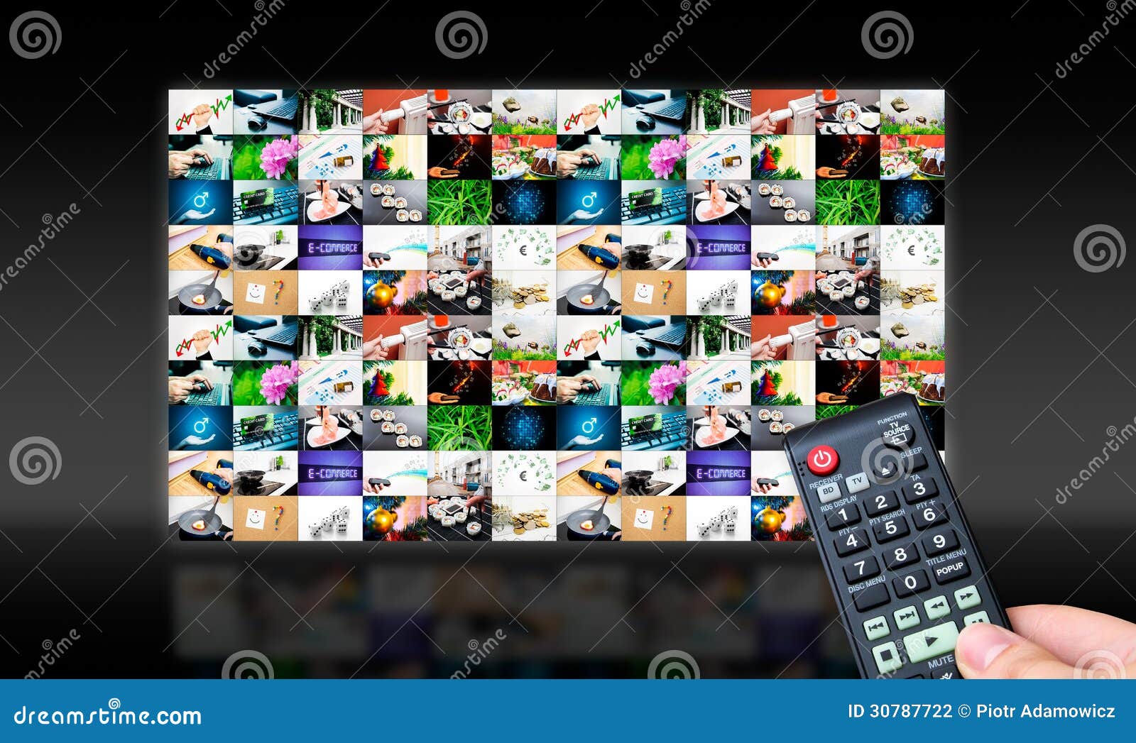 Remote Control with Virtual Multimedia Screen Stock Photo - Image of ...