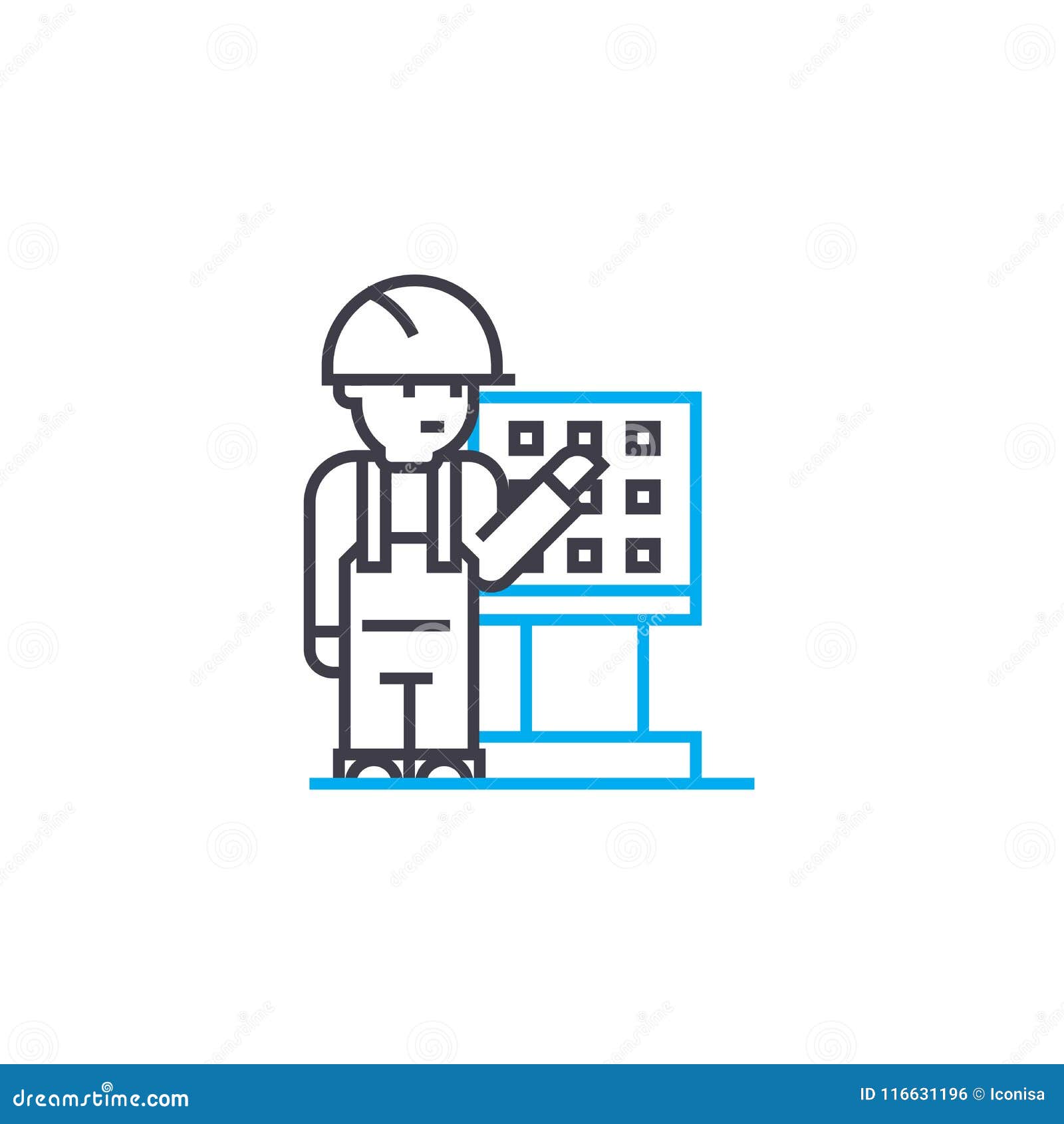 Remote Control Worker Vector Thin Line Stroke Icon. Remote Control ...