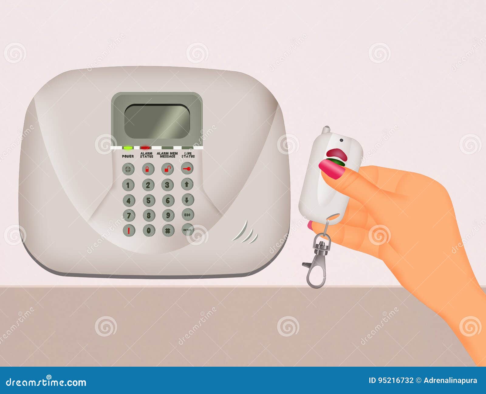 Remote Controlled Home Alarm System Stock Illustration - Illustration ...