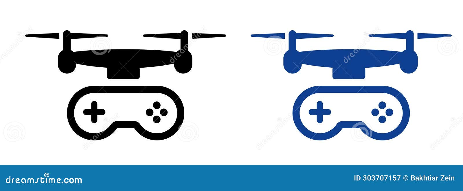 Remote Controller for Drone Icon Set Black and Blue Color Simple ...