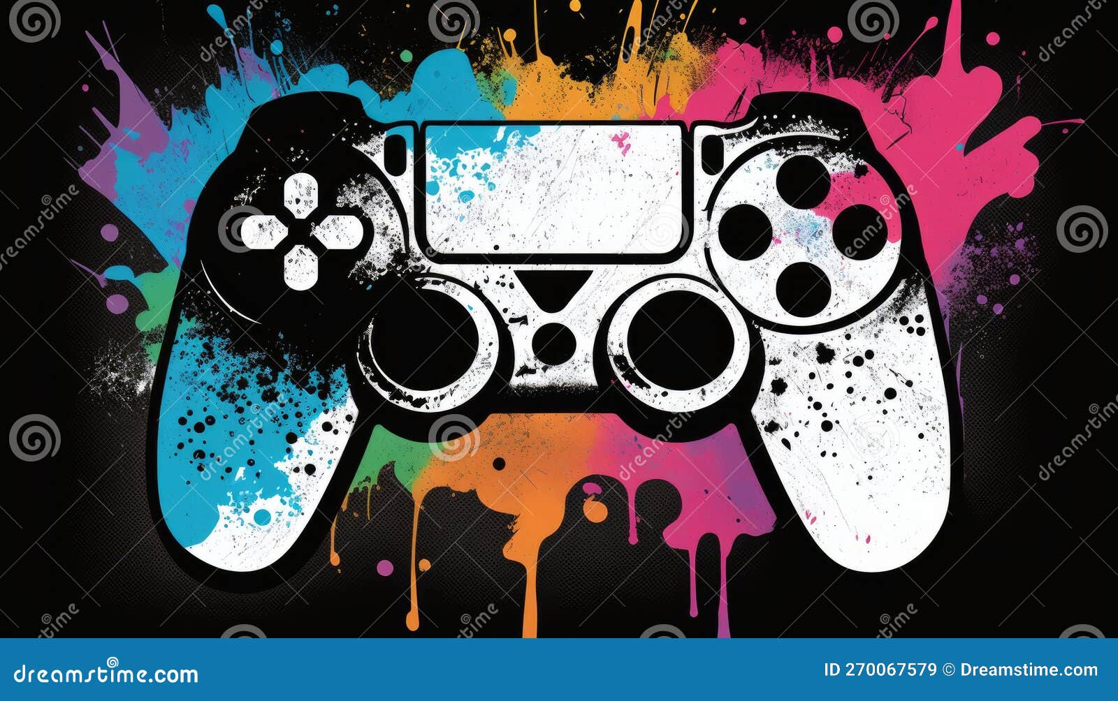 Remote Controller for Gaming Black and White Ink with Colorful Splash ...