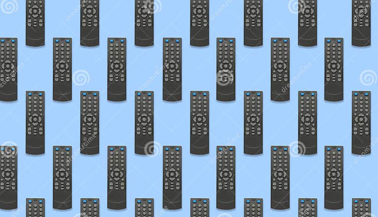 Remote Controller Pattern on Light Blue Background, Top View. Collage ...