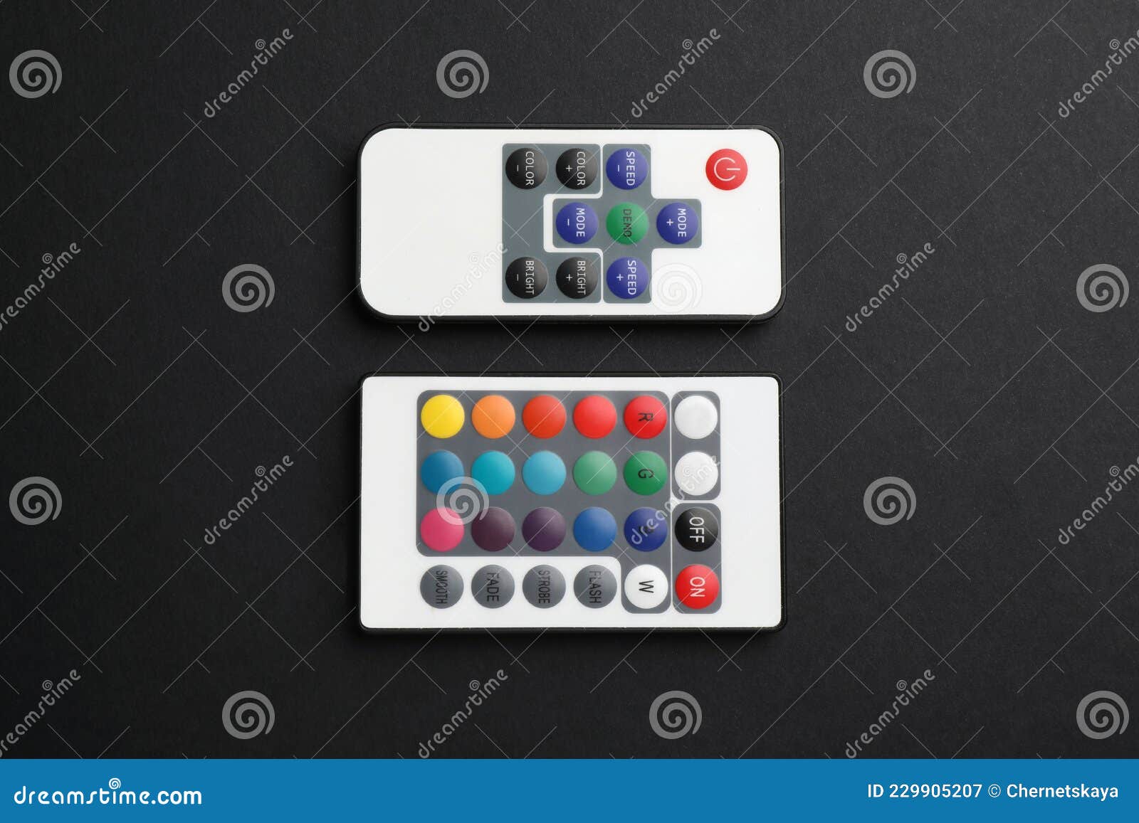 Remote Controls on Black Background, Flat Lay Stock Image - Image of ...