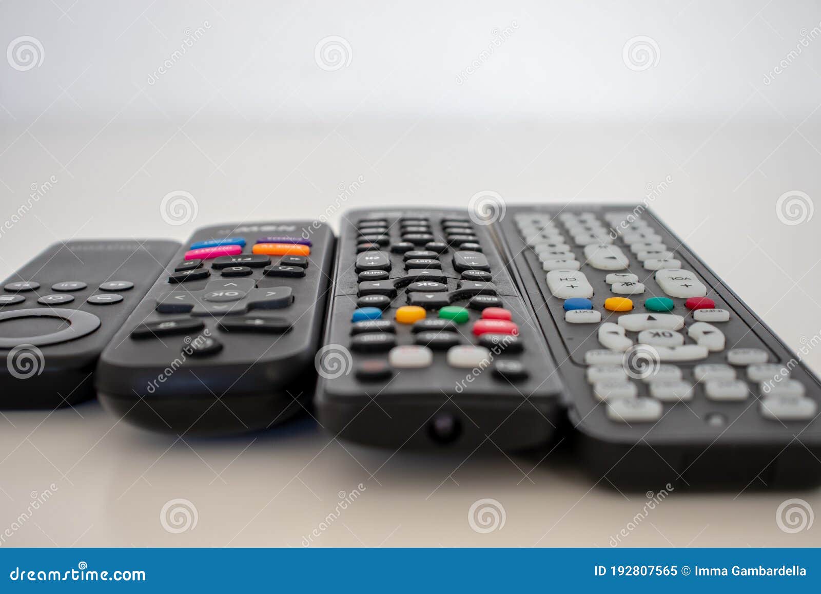 The Remote Controls, One for Each Device Used Stock Image - Image of ...