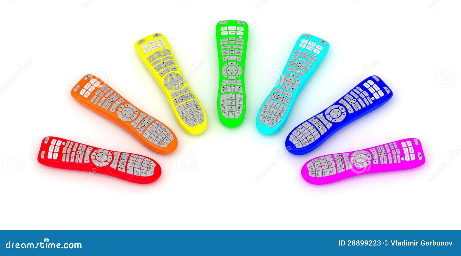 Remote Controls of Rainbow Colors Stock Illustration - Illustration of ...