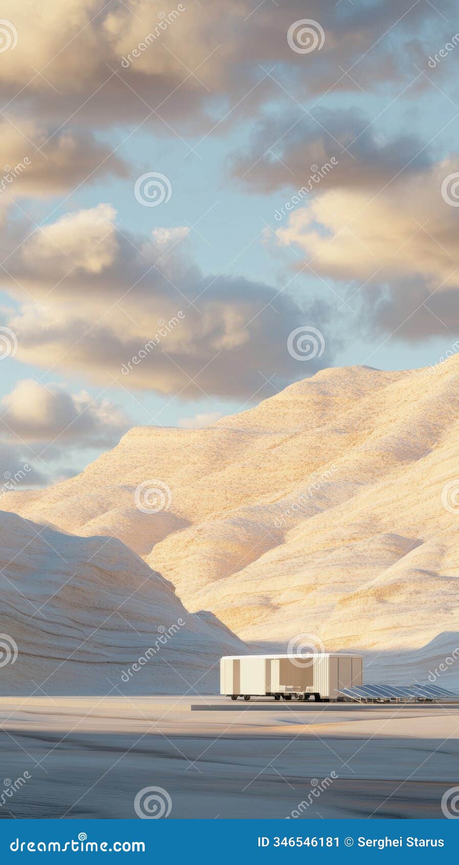 Remote Desert Landscape with Modern Architecture Under a Dramatic Sky ...