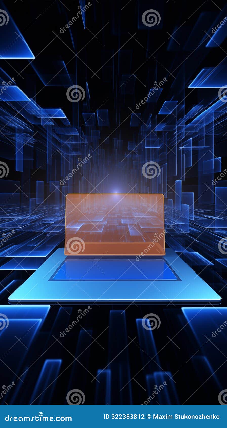 Remote Desktop Computer Concept. Abstract Geometric Background with ...