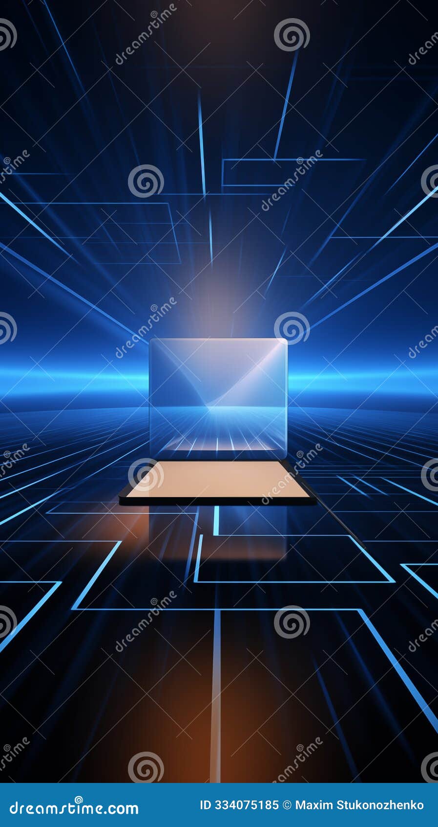 Remote Desktop Computer Concept. Abstract Geometric Background with ...