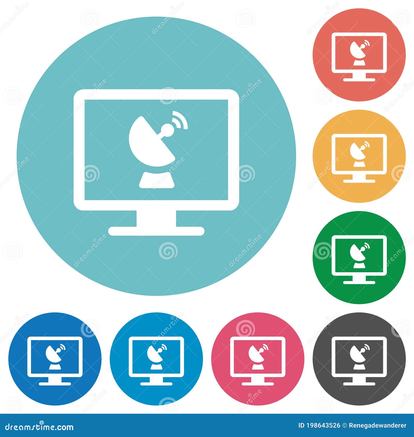 Remote Desktop Flat Round Icons Stock Vector - Illustration of desktop ...