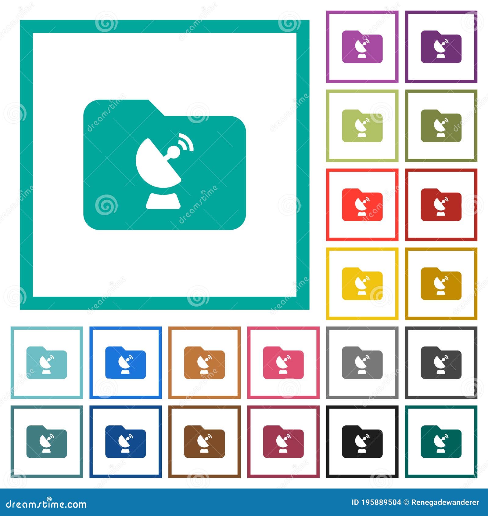 Remote Folder Flat Color Icons with Quadrant Frames Stock Vector ...