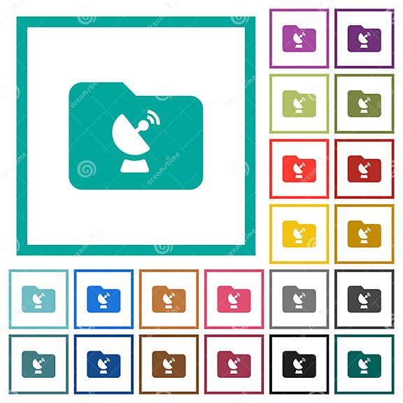 Remote Folder Flat Color Icons with Quadrant Frames Stock Vector ...