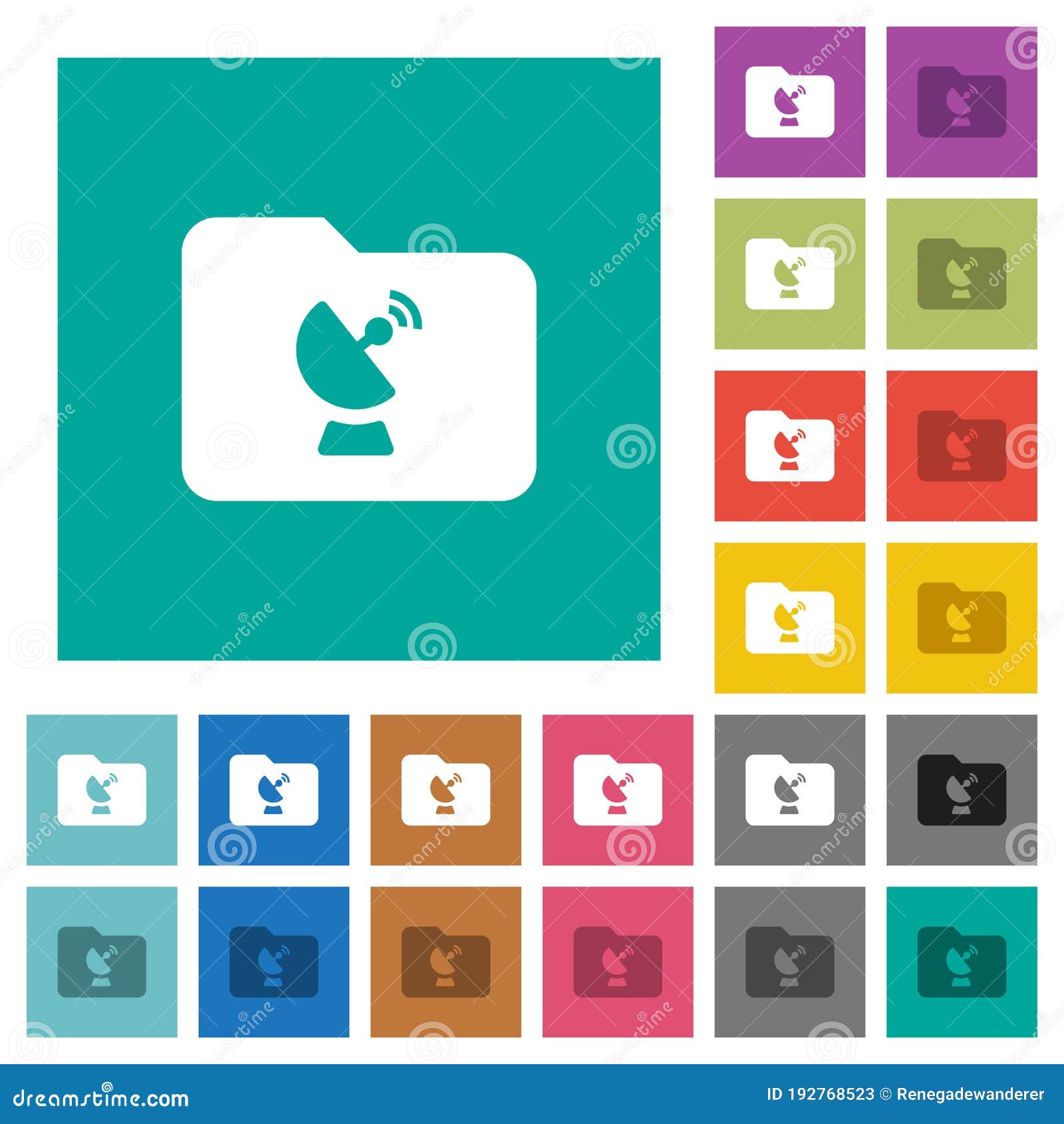 Remote Folder Square Flat Multi Colored Icons Stock Illustration ...