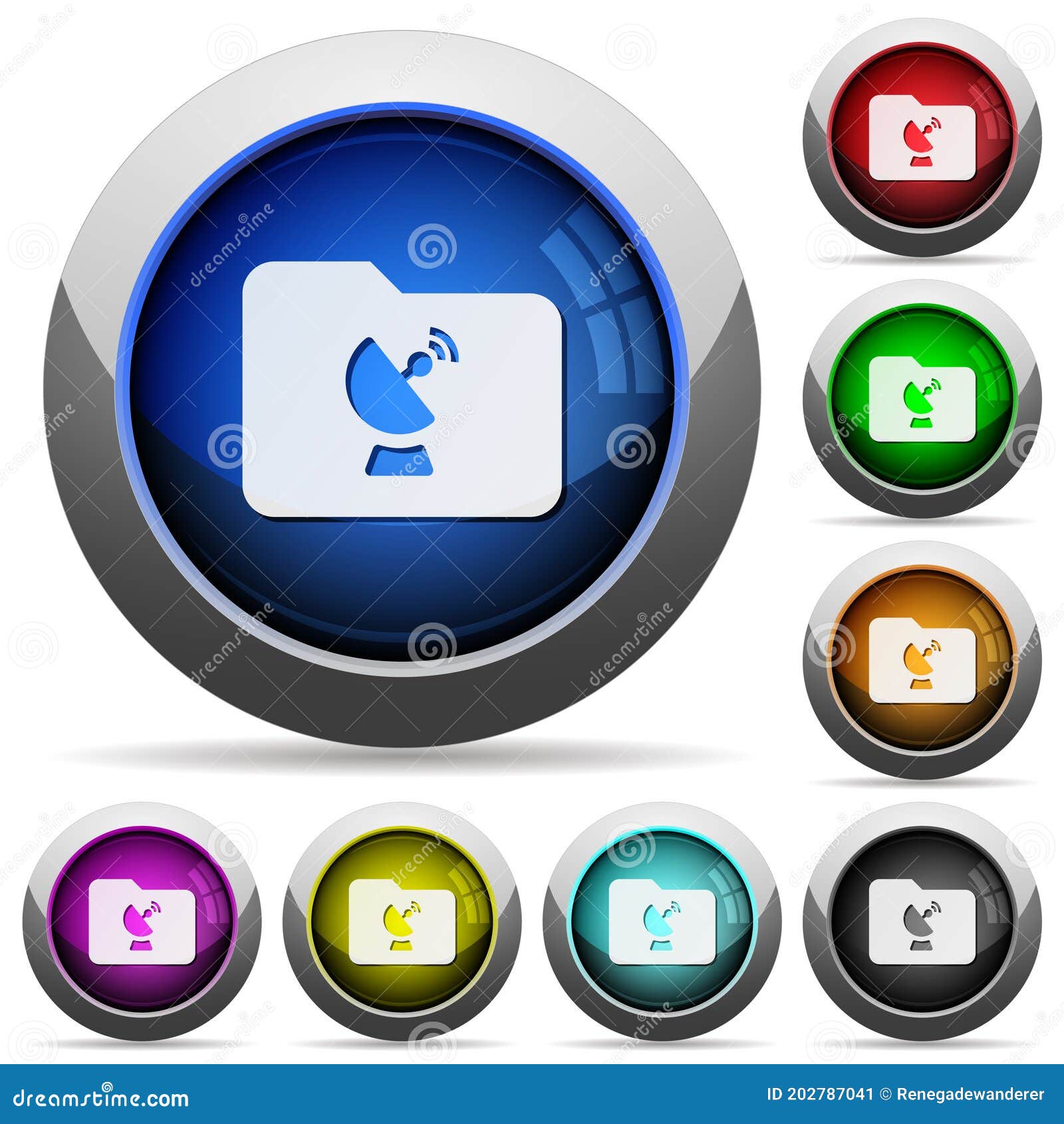 Remote Folder Round Glossy Buttons Stock Vector - Illustration of steel ...