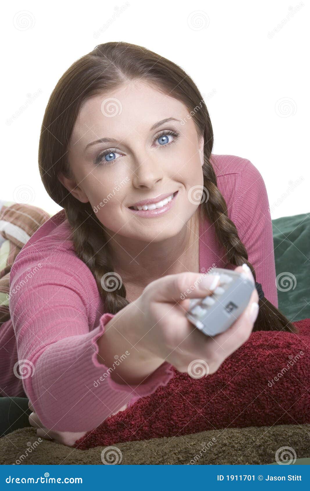 Remote Girl stock image. Image of girls, woman, watch - 1911701