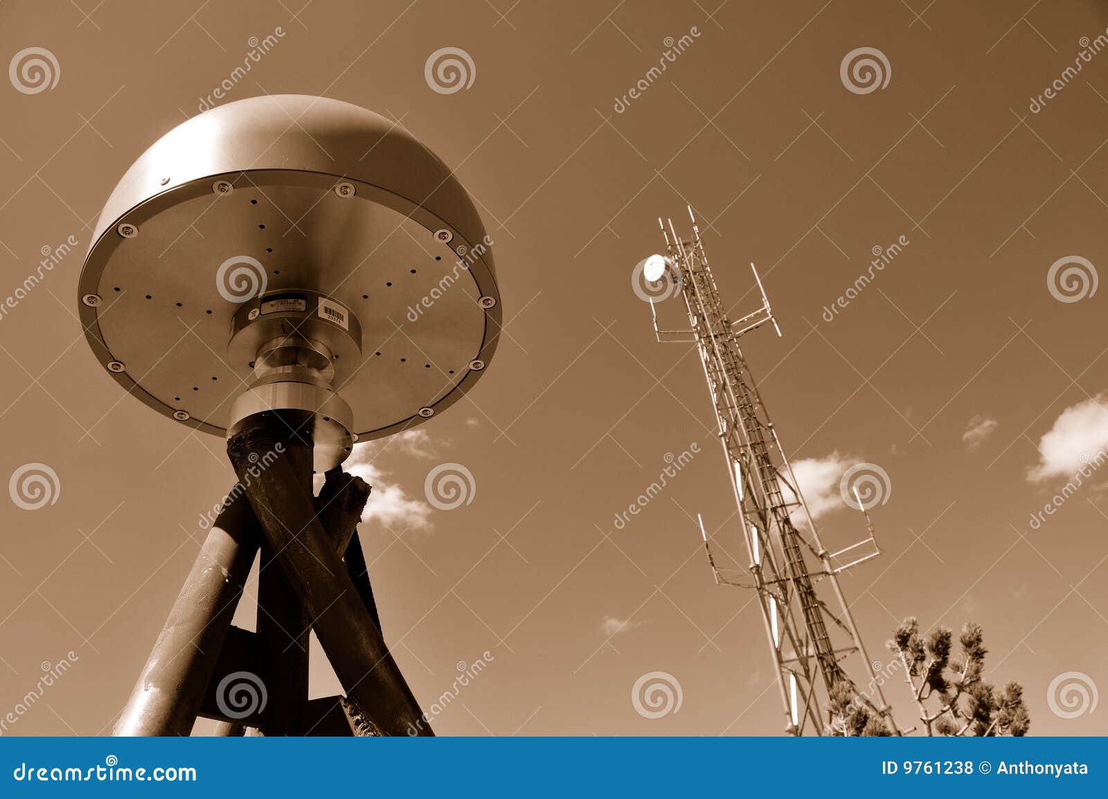 Remote GPS Antenna and Tower Stock Photo - Image of closeup, location ...