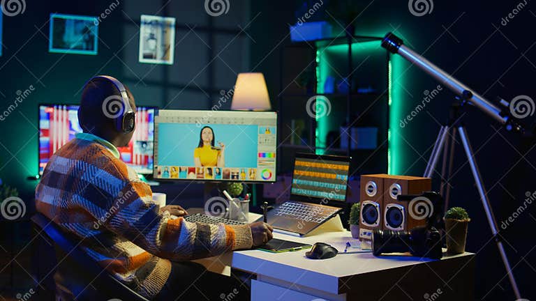 Remote Graphic Designer Using Advanced Editing Software and Isolated ...