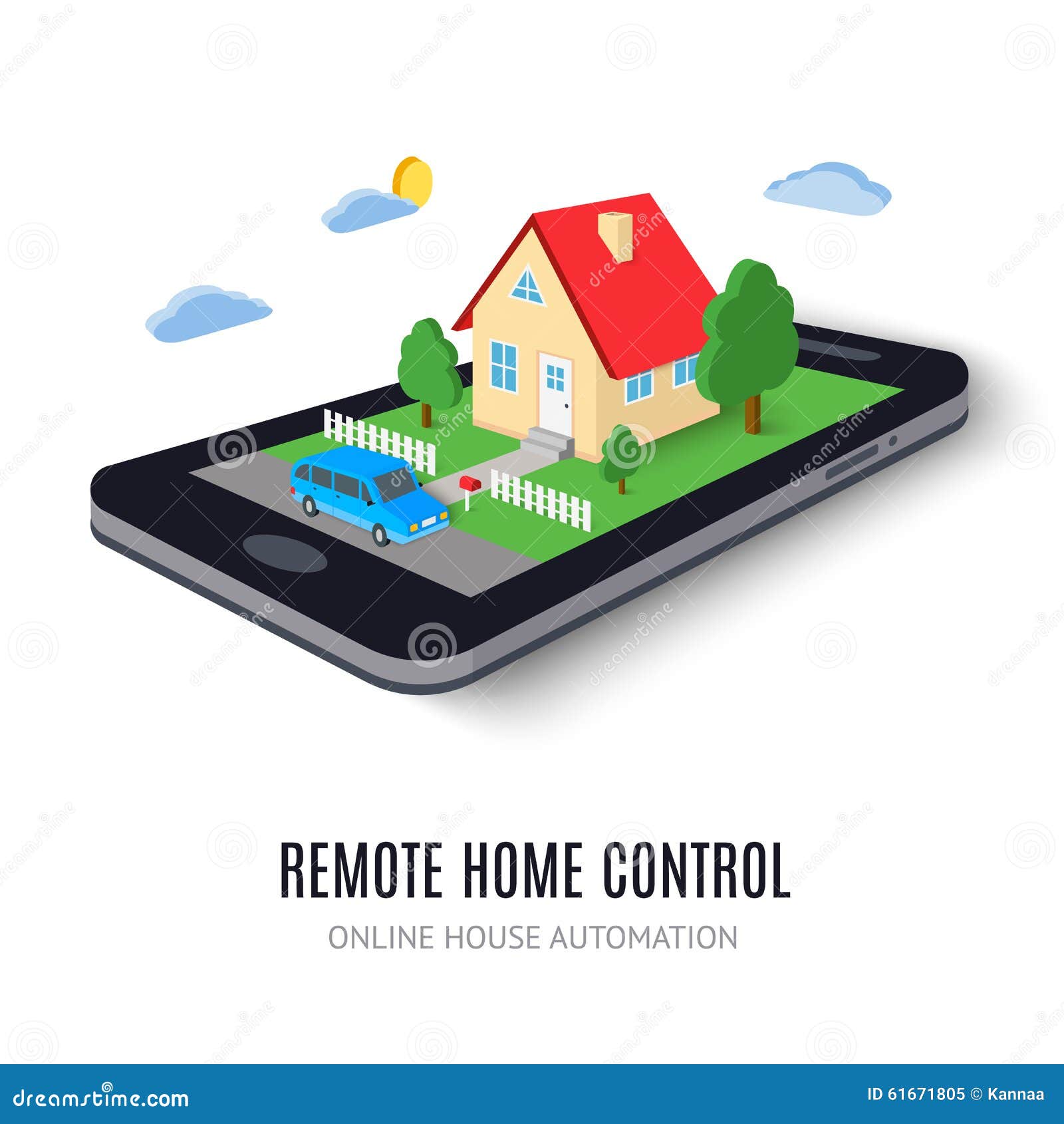 Remote Home Control Concept Icon. Vector Stock Vector - Illustration of ...
