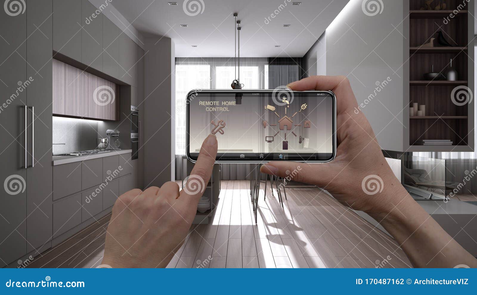 Remote Home Control System on a Digital Smart Phone Tablet. Device with ...