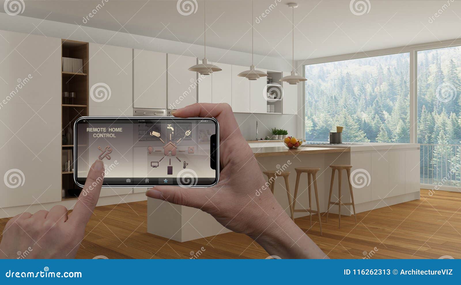 Remote Home Control System on a Digital Smart Phone Tablet. Device with ...