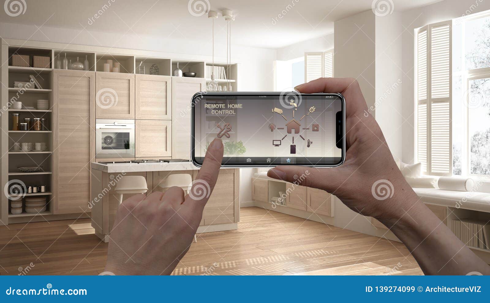 Remote Home Control System on a Digital Smart Phone Tablet. Device with ...